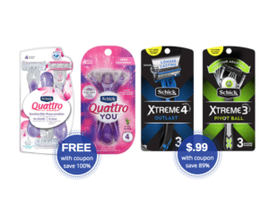 Free Schick Quattro Razors and 99¢ Schick Xtreme and Skintimate Razors ...